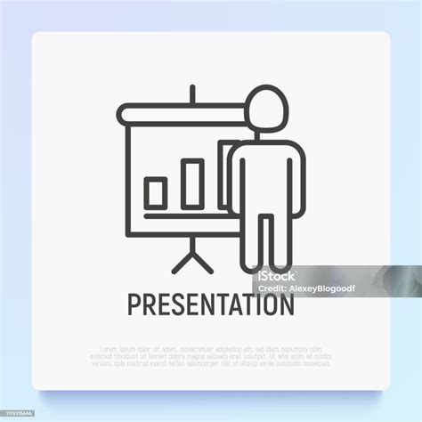 프리젠 테이션 얇은 라인 아이콘 그래프 성장 보드 컨퍼런스 강의 회의의 현대 벡터 일러스트레이션 공부에 대한 스톡 벡터 아트 및 기타 이미지 Istock
