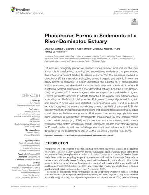 Pdf Phosphorus Forms In Sediments Of A River Dominated Estuary