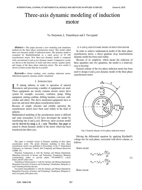 Three Axis Dynamic Modeling Of Induction Motor Pdf Magnetic Field