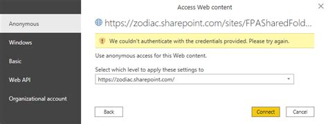 unable to connect sharepoint file with power bi de microsoft