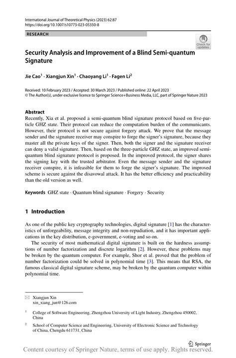Security Analysis And Improvement Of A Blind Semi Quantum Signature
