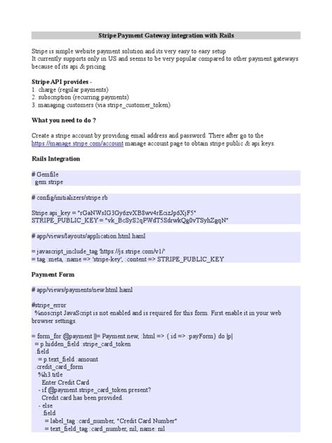 Stripe Payment Gateway Integration With Rails Pdf Websites Hypertext