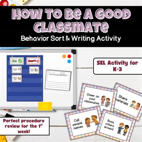 Classmate Behavior Sort Back To School Pocket Chart Sel Activity K 3 Writing