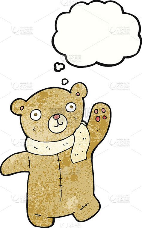 可爱的卡通泰迪熊与思想泡沫