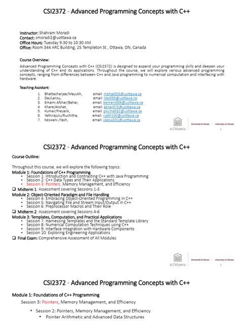 Lecture Notes 03 Csi2372 Advanced Programming Concepts With C Pdf Pointer Computer
