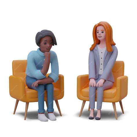 Premium Vector Male And Female Character Are Talking While Sitting In