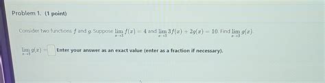 solved problem 1 1 ﻿point consider two functions f ﻿and g
