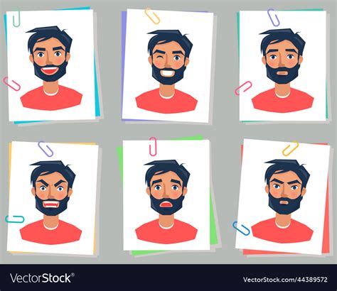 Positive And Negative Face Expressions Of Man Vector Image