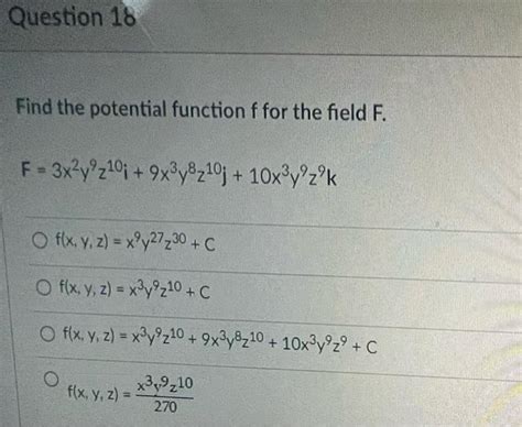 Solved Find The Potential Function F For The Field F Chegg Com