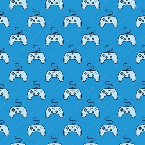 Premium Vector Computer Gamepad Vector Gamer Controlling Device Blue Modern Seamless Pattern
