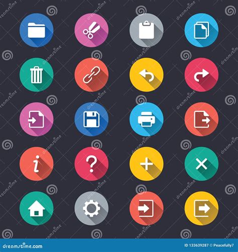 Application Toolbar Icons Light And Dark Theme Cartoon Vector