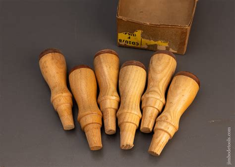New Old Stock Box Of Leather Capped Chisel Handles 6 Handles 112966