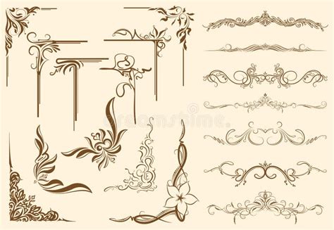 Big Set Of Vector Corners And Dividers For Text Collection Of Elegant Decorative Elements Stock