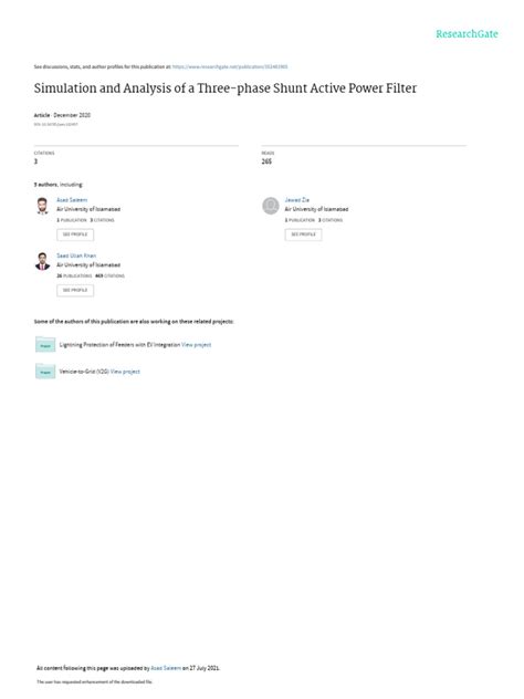 Simulation And Analysis Of A Three Phase Shunt Active Power Filter Pdf Power Inverter