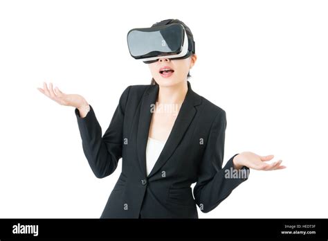 Asian Business Woman Question About Virtual Reality Vr Headset Glasses
