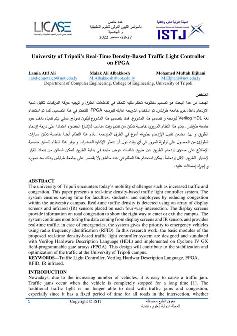 Pdf University Of Tripolis Real Time Density Based Traffic Light