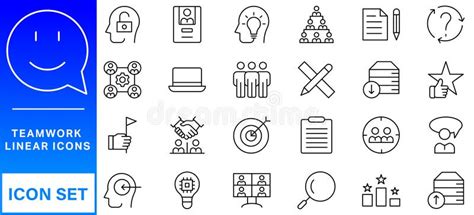 Teamwork Outline Icon Collection Vector Illustration Stock Vector