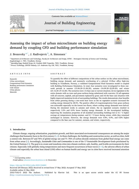 Pdf Assessing The Impact Of Urban Microclimate On Building Energy Demand By Coupling Cfd And