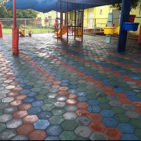 Sexangular Rubber Tiles Pavers For Outdoor Playground Park Rubber