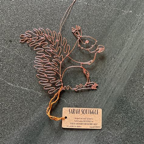 Sarah Squiggle Hanging Wire Art Red Squirrel Folksy