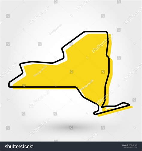 Yellow Outline Map New York Stylized Stock Vector Royalty Free 1350137987