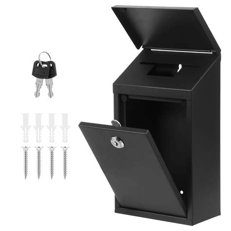 Metal Donation Box With Lock And 2 Keys Wall Mounted Cash Money Box