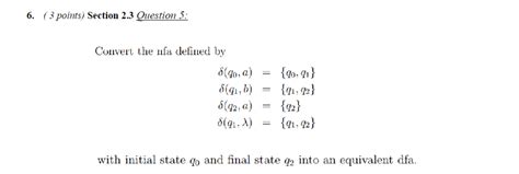 [solved] convert the nfa defined by q0 a q1 b q2 a q1