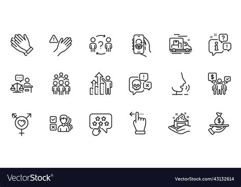 Outline Set Of Delegate Question Clapping Hands Vector Image