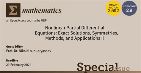 Mathematics Special Issue Nonlinear Partial Differential Equations Exact Solutions