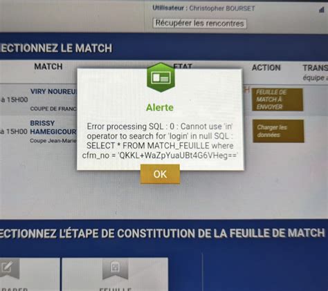 FMI Error Processing SQL Application FMI DISTRICT COTE D OPALE DE FOOTBALL