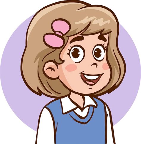 귀여운 작은 어린이 만화 벡터 일러스트 레이 션의 초상화 프리미엄 벡터