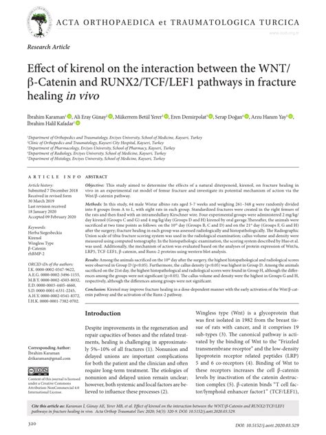 Pdf Effect Of Kirenol On The Interaction Between The Wntβ Catenin