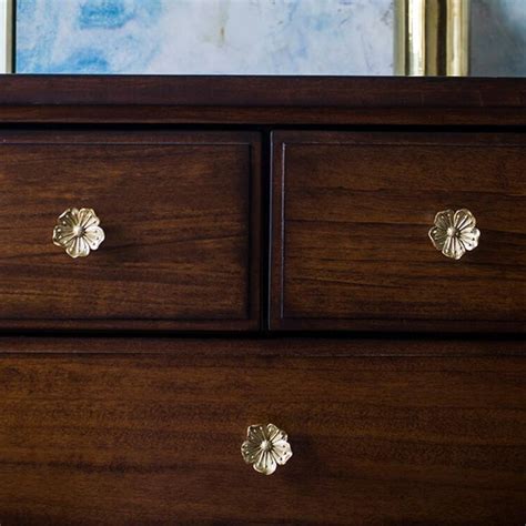 Modern Brass Flower Knobs Pulls Wardrobe Knob Decor Dresser Etsy