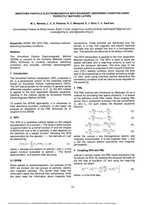Pdf Smoothed Particle Electromagnetics With Boundary Absorbing Condition Using Perfectly