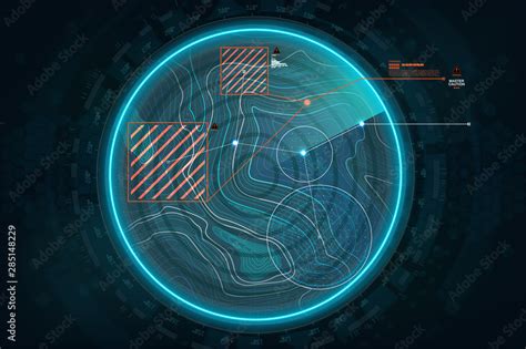 Radar Screen In HUD Style Air Search Gadget In Futuristic Style Game Concept Military Search