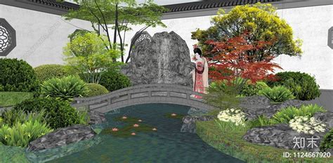 新中式假山水景su模型下载【id1124667920】知末su模型网