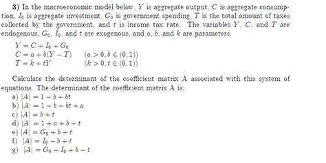 Solved 3 In The Macroeconomic Model Below Y Is Aggregate