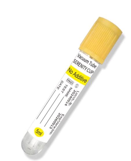 Serenity 5ml Vacuum Collection Tubes Sterile Non Additive Panel