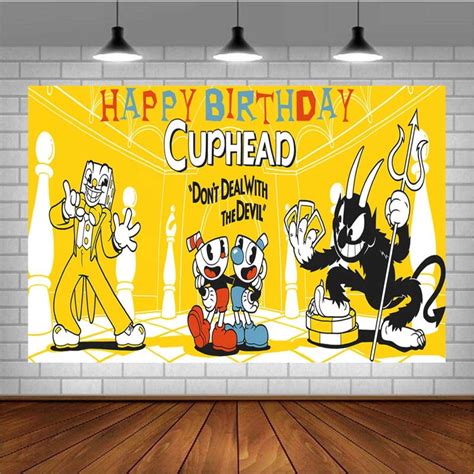 Cuphead Banner Poster Wall Decor Birthday Backdrop Background Party