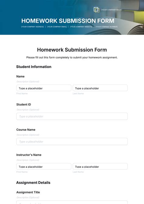 Free Homework Submission Form Template To Edit Online