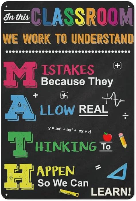 12×8 Inch Math In This Classroom Math Teacher Classroom Poster Mistakes