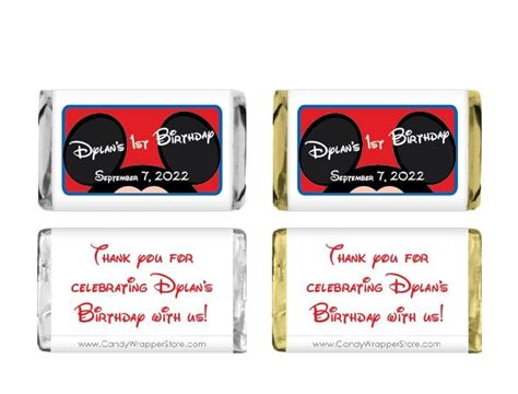 Miniature Mickey Mouse Birthday Candy Wrappers Candy Wrapper Store