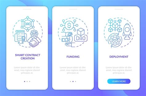 Premium Vector Dao Lunch Stages Blue Gradient Onboarding Mobile App Screen