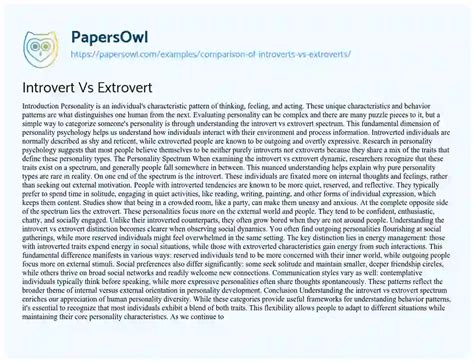Comparison Of Introverts Vs Extroverts Free Essay Example 387 Words