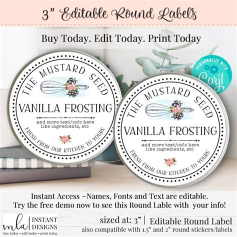 Editable Round Label DIY Round Label Round Label Template DIY Round Sticker DIY Product