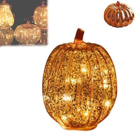 Twinkle Light Pumpkins Timer Lighted Up Sparkling Starry Night Glass