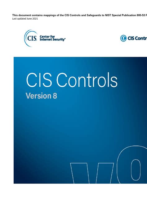 Cis Controls V8 Mapping To Nist Sp 800 53 06 21 2021 Pdf