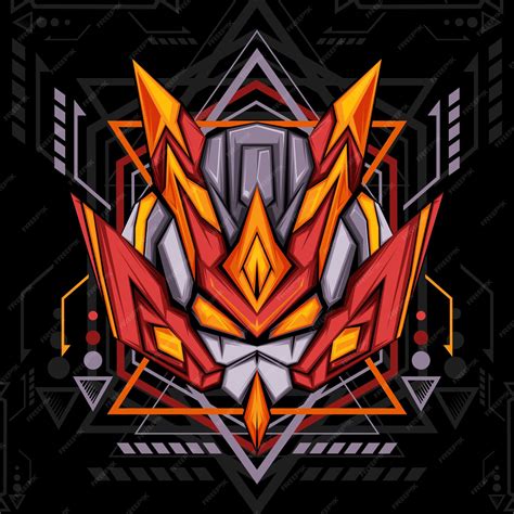 Premium Vector Sacred Geometry Red Ninja Robot