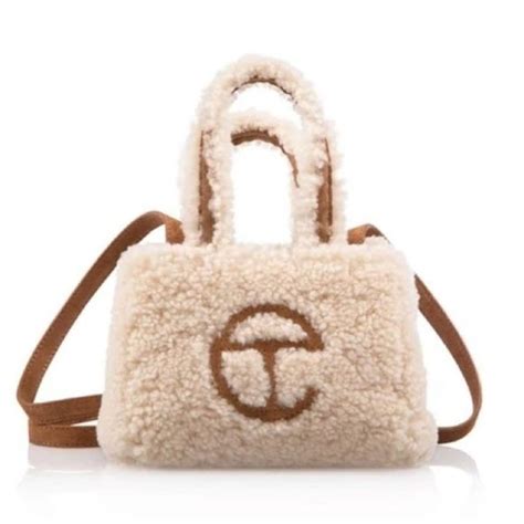 Telfar X Ugg Reverse Small Tote Purse Shearling And Suede Natural Sheepskin
