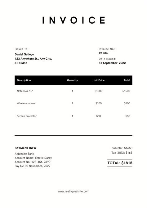 Basic Commercial Invoice
